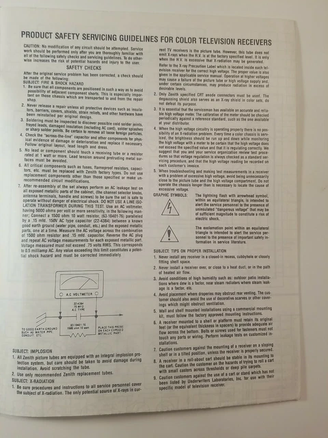 ZENITH SERVICE SYSTEM Schematic Manual/Remote Tuning System Color TV ...