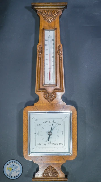 VINTAGE ANEROID WEATHER Barometer Thermometer By Shortland Smiths Uk £ ...