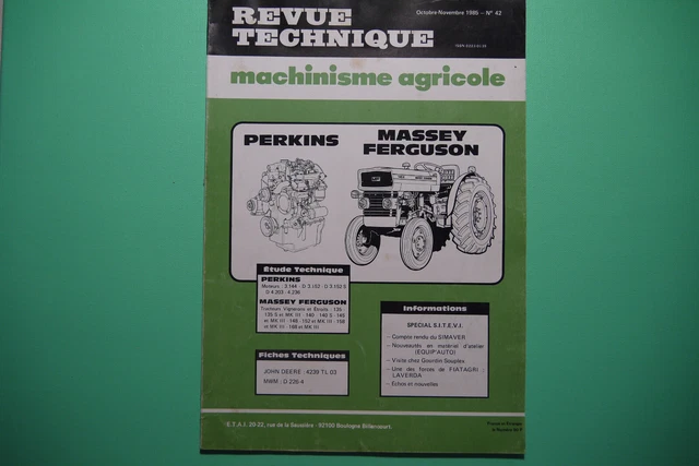 REVUE TECHNIQUE MACHINISME Agricole N°42 Perkins Massey Ferguson EUR 25,00 - PicClick FR