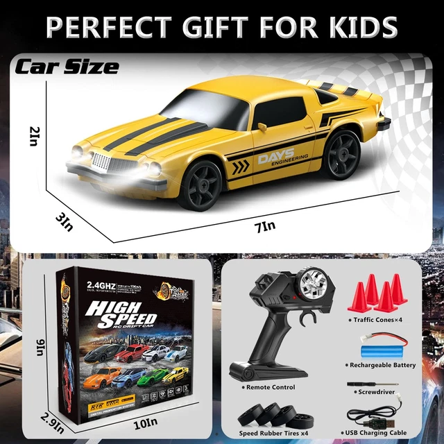 EVERBIGMAI RC DRIFT Car 1:24 Remote Control Car 4WD 15KM/H High Speed ...