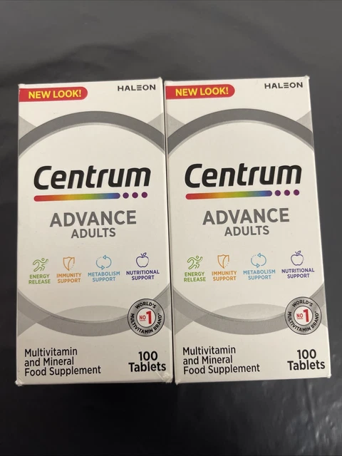 2X CENTRUM ADVANCE Adults 100 Tablets Multivitamin & Mineral food ...