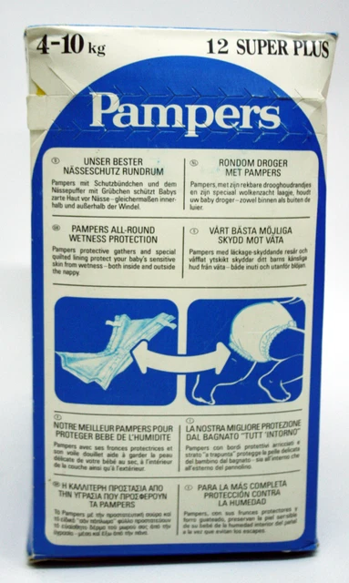 RARE VINTAGE 80'S PAMPERS 12 SUPER PLUS PLASTIC 4-10kg 9-22 lbs NEW ...