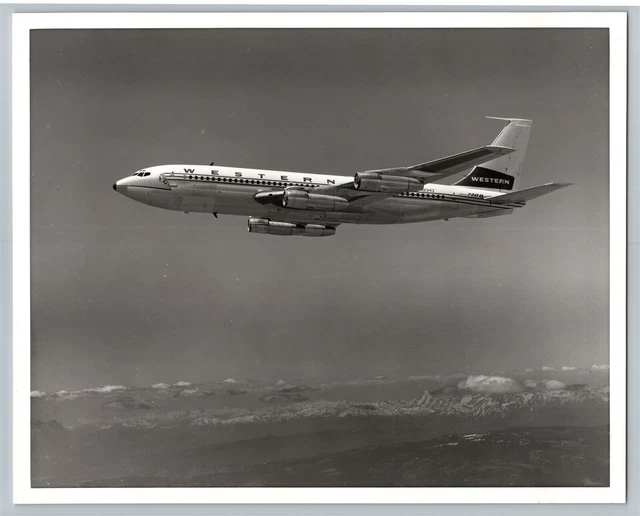 AVIATION AIRPLANE WESTERN Airlines Boeing 720B 1960s Official B&W 8x10 ...