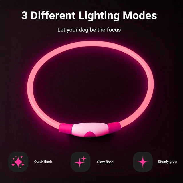 LED DOG COLLAR USB Glow Rechargeable Light up Pet Necklace IPX6 ...