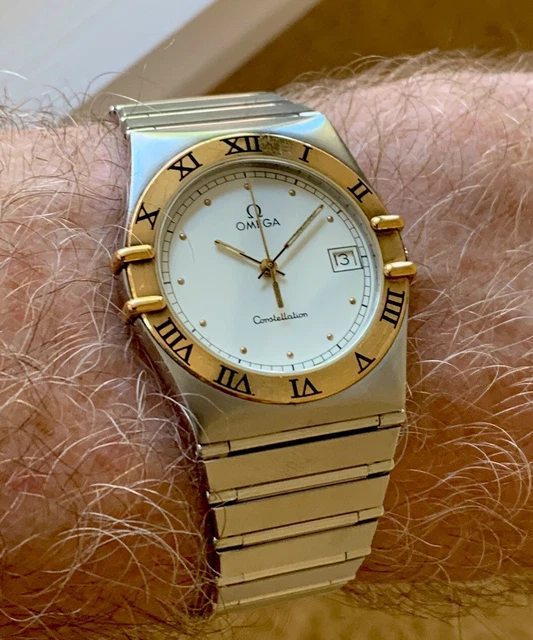 SUPERB OMEGA CONSTELLATION Date 396.1070 Quartz Solid 18kt YG Bezel ...