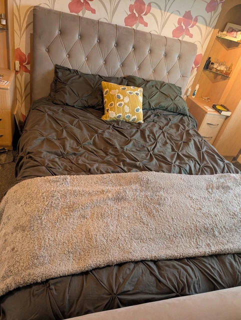 KING SIZE GREY Sleigh Style Bed Frame £104.70 - PicClick UK