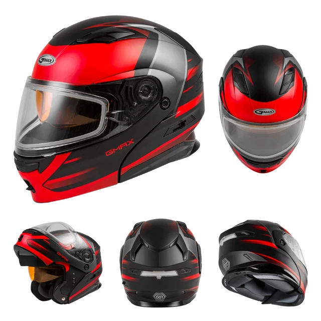 NEW GMAX MD-01S Modular Snow Helmet Descendant Matte Red Snowmobile DOT ...