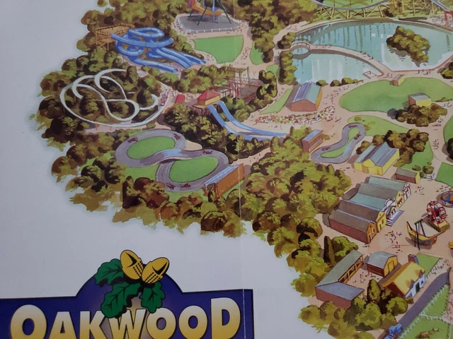 1996 OAKWOOD AMUSEMENT Theme Park Map Brochure Guide Book Pamphlet ...