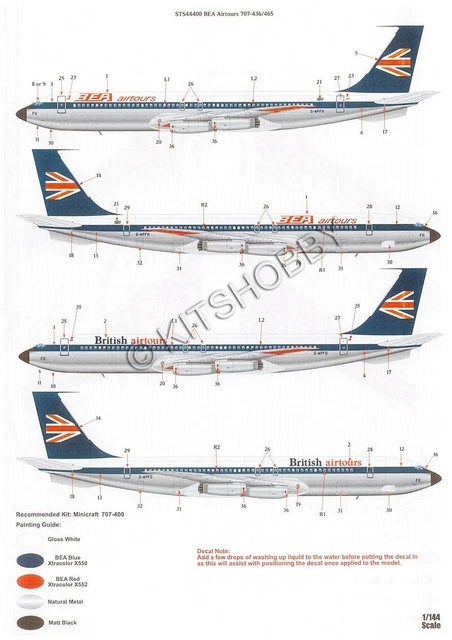26DECALS 1/144 BOEING 707 - BEA Airtours decals $15.00 - PicClick