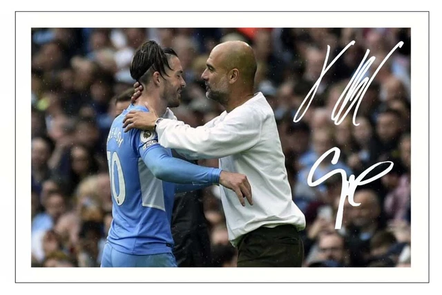 JACK GREALISH & PEP GUARDIOLA Signed Autograph 6X4 PHOTO Print ...
