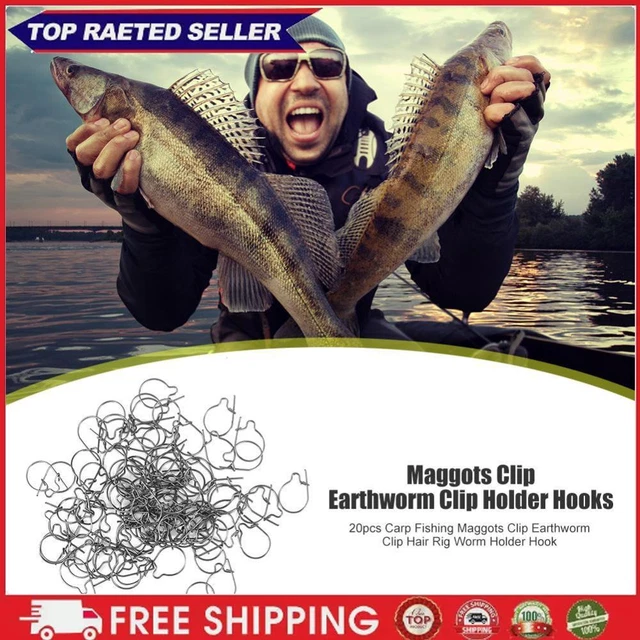 20PCS CARP FISHING Maggots Earthworm Clip Hair Rig Worm Holder Hook (M ...