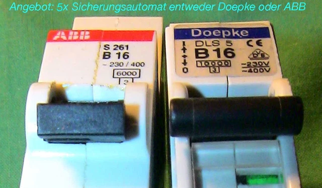 5X SICHERUNGSAUTOMAT LS-SCHALTER B16 ABB DOEPKE AUTOMATIC CIRCUIT ...