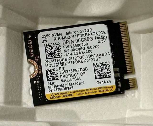 MICRON 512GB NVME 2550 MTFDKBK512TGE SSD 232 Layer NAND 22mm x 30mm $40.04 - PicClick CA