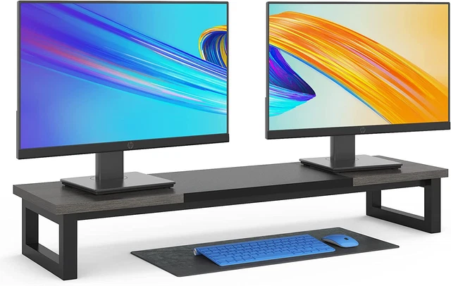 DUAL MONITOR STAND Riser, 39Inch Large Monitor Stands for 2 Grey&Black ...