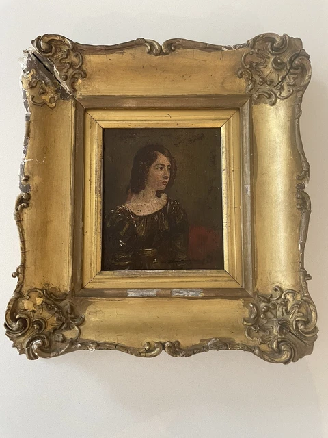 19TH CENTURY PORTRAIT Of Lady Oil On Panel Frame Damage £100.00 ...