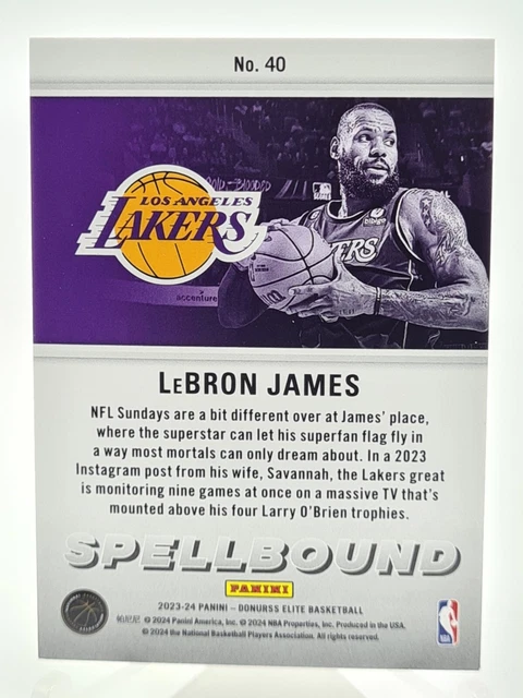 LEBRON JAMES 2023-24 Panini Donruss Elite Spellbound 'S' #40 LA Lakers ...