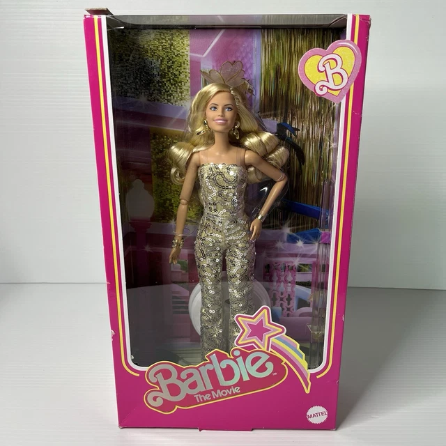 BARBIE THE MOVIE Collectible Doll Margot Robbie in Gold Disco Jumpsuit ...