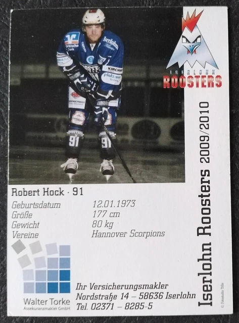 4486 ROBERT HOCK Iserlohn Roosters Eishockey Autogrammkarte original ...