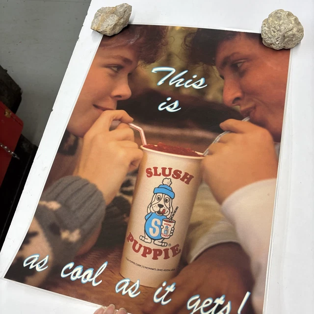 VTG SLUSH PUPPIE Laminated Cardboard Advertising Sign Date 20”x14” Icee ...