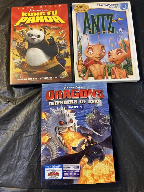 LOT OF 3 Dreamworks Kids Movies Kung Fu Panda Antz and Dragons ...