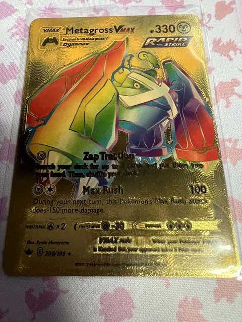 CARTA POKÈMON FAN-ART: Metagross VMAX - GOLD CARD EUR 10,00 - PicClick IT