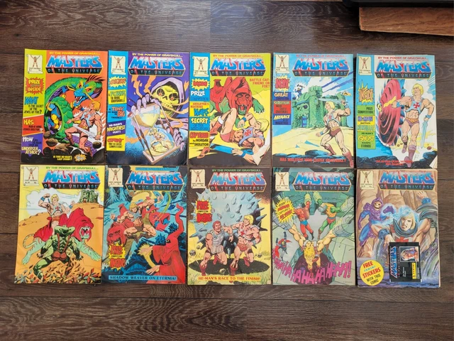 TEN 1980S HE-MAN Masters Of The Universe Comic Books + Stickers London ...