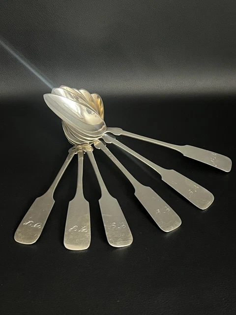 BIEDERMEIER SILBER LÖFFEL 6 x Spatenform Esslöffel Suppenlöffel 22,5cm 19Jhd. EUR 299,00 ...