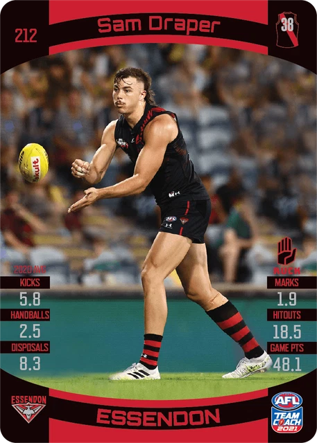 2023 AFL TEAMCOACH Common Card 'Sam Draper' Essendon #212 $1.00 ...