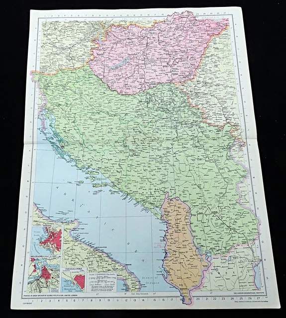 1945 WW2 MAP of Hungary Yugoslavia Albania Belgrade World War 2 ...