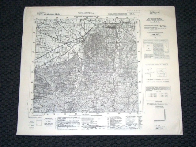 GRANDE CARTA TOPOGRAFICA Stradella e dintorni Dettagliatissima I.G.M ...