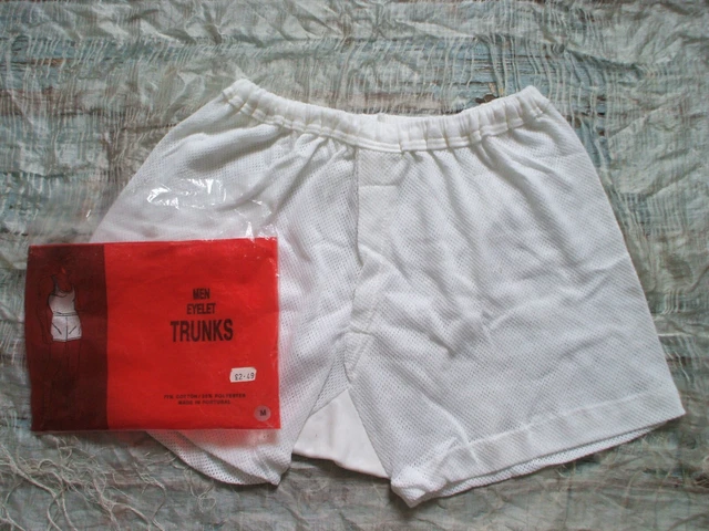 MENS DOMVILLE VINTAGE Cotton Polyester Mix Eyelet Trunks Boxer Shorts ...