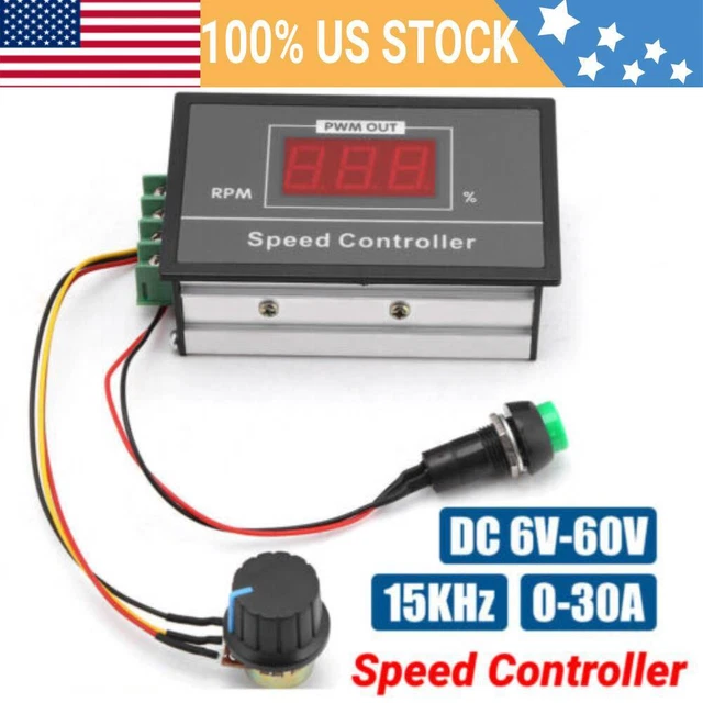 START STOP SWITCH PWM DC Motor Speed Controller 6-60V 30A Digital ...