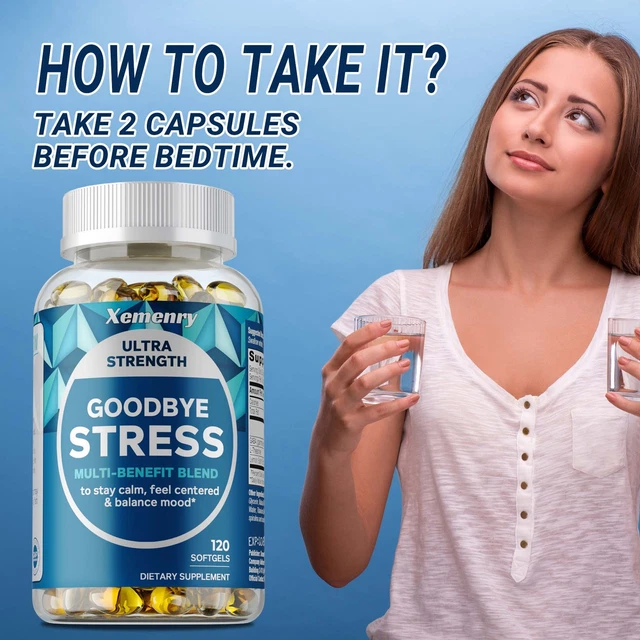 GOODBYE STRESS CAPSULES - With L-Theanine - Improve Sleeping, Relieve ...