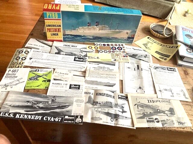 VINTAGE PLASTIC MODEL Kit Instructions-Large Collection-1 Box,Decals ...
