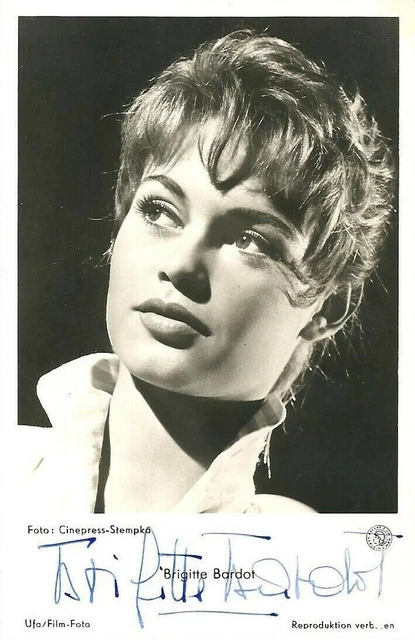 CARTOLINA BRIGITTE BARDOT originale autografa firmata UFA firma a ...
