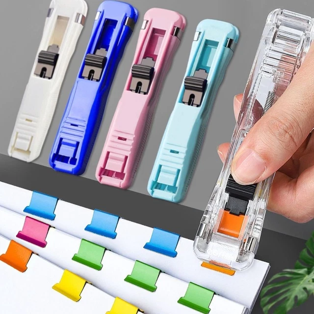 METAL HAND PUSH Clamp Hand Push Paper Binding Clip Clip Pusher School ...