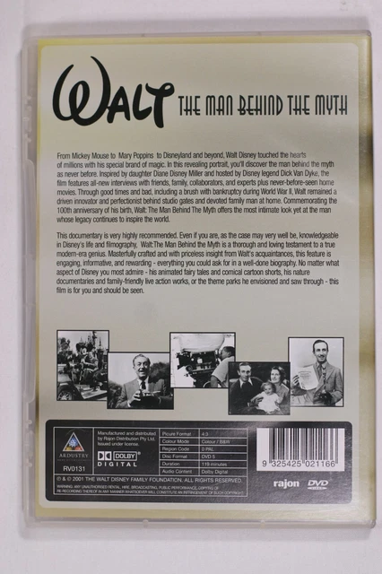 WALT DISNEY THE Man Behind The Myth Reg 0 Like New (D703) $29.99 ...