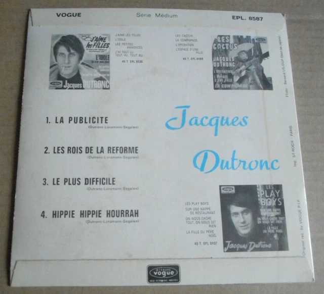 EP - JACQUES Dutronc - La Publicite + 3 - Vogue Epl 8587 EUR 9,99 ...