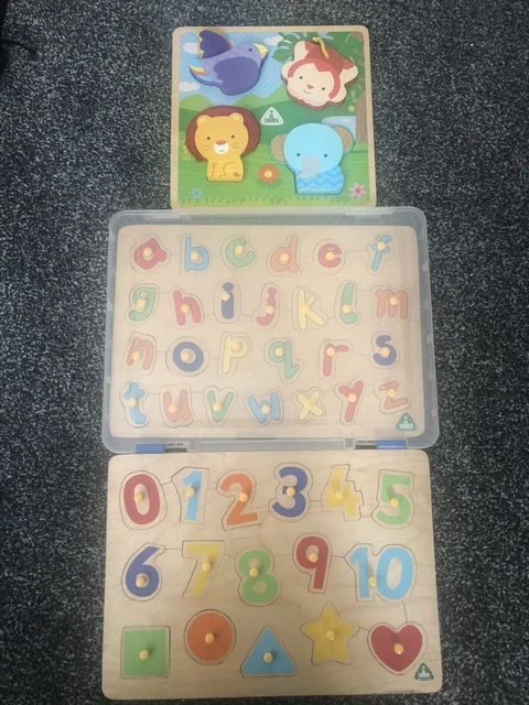 EARLY LEARNING CENTRE Wooden Number Alphabet Animal Puzzles £4.99 ...