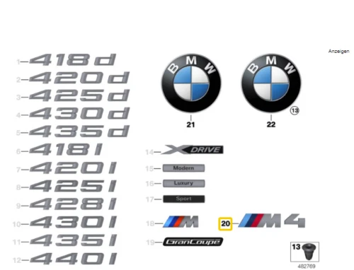 ORIGINAL BMW M4 Emblem Schriftzug Heckklappe SCHWARZ 51148068579 für ...