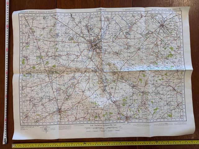 ORIGINAL WW2 BRITISH Army GSGS OS Map of England - Cambridge £16.00 ...