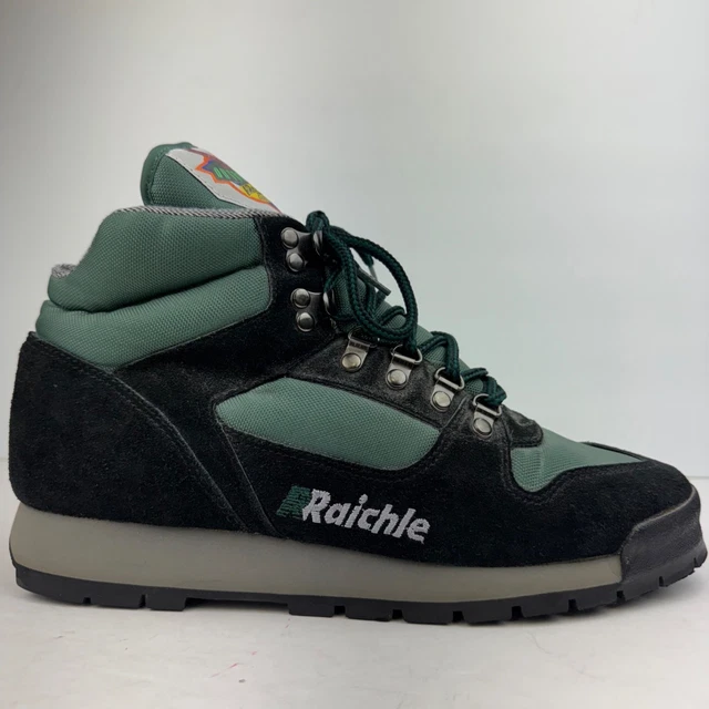 VINTAGE RAICHLE HIKING Boots Mens 9.5 Mid Lace Up Retro Outdoor Suede ...