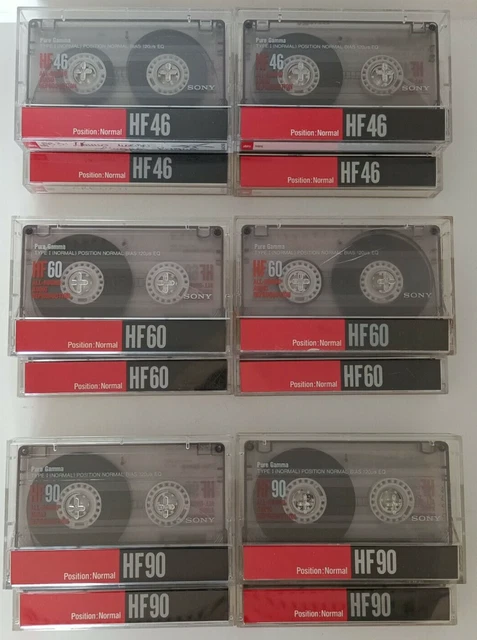 LOTTO 12X SONY HF 46 60 90 1990 musicassette vergini cassette tape ...