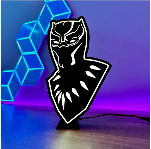 BLACK PANTHER LOGO LED Lightbox | Mains Powered | 3D Printed PLA ...