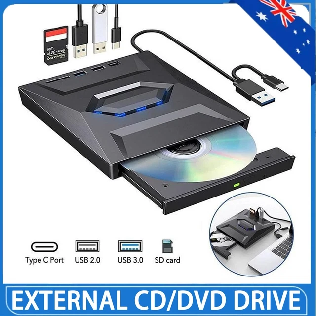 WINDOWS 11 10 PC Laptop USB 3.0 External CD DVD Drive Burner Writer ...