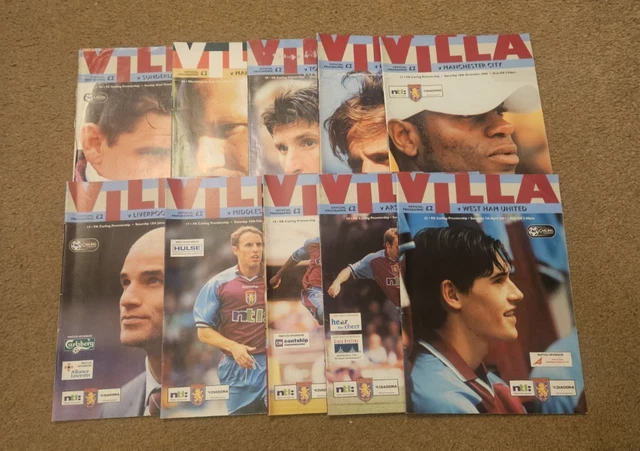 ASTON VILLA HOME Programmes (Qty 10) 2000/01 Season in fair condition ...