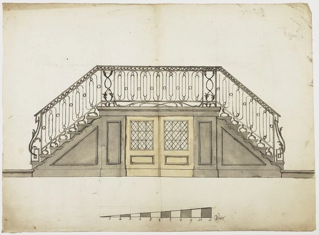 DESIGN STAIRWAY TREPPE Entwurf Rococo Rokoko architecture drawing ...