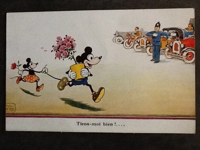 CP ILLUSTREE SIGNEE John Wills Tiens-Moi Bien - Mickey Minnie Policier ...