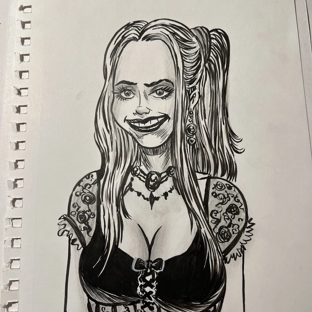 Sexy Femme Fatale Pin Up In Lacy Lingerie Original Art Drawing By Frank