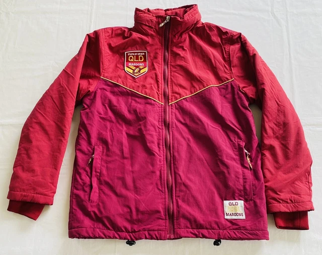 QLD MAROONS STATE Of Origin Kids NRL Supporter Zip Jacket W Hood Size ...
